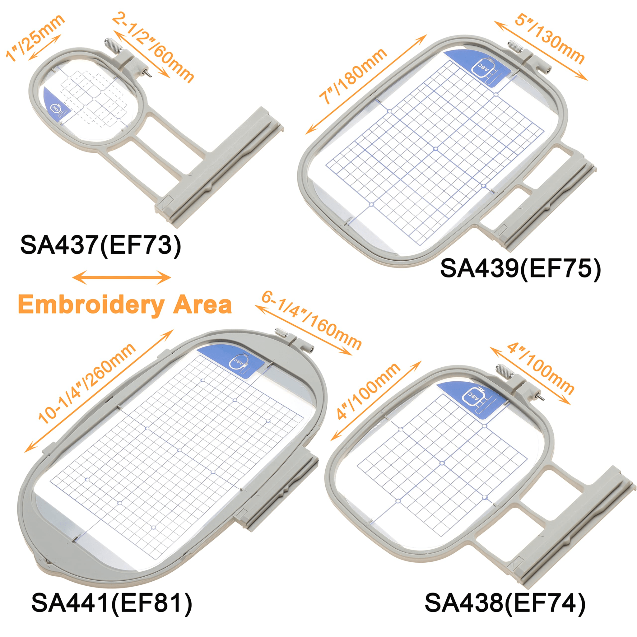 Embroidery Machine Hoop 4 in 1 Set (SA437+SA438+SA439+SA441)