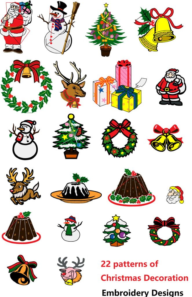 Embroidery designs for machines 22 patterns of Christmas PES - Leading ...